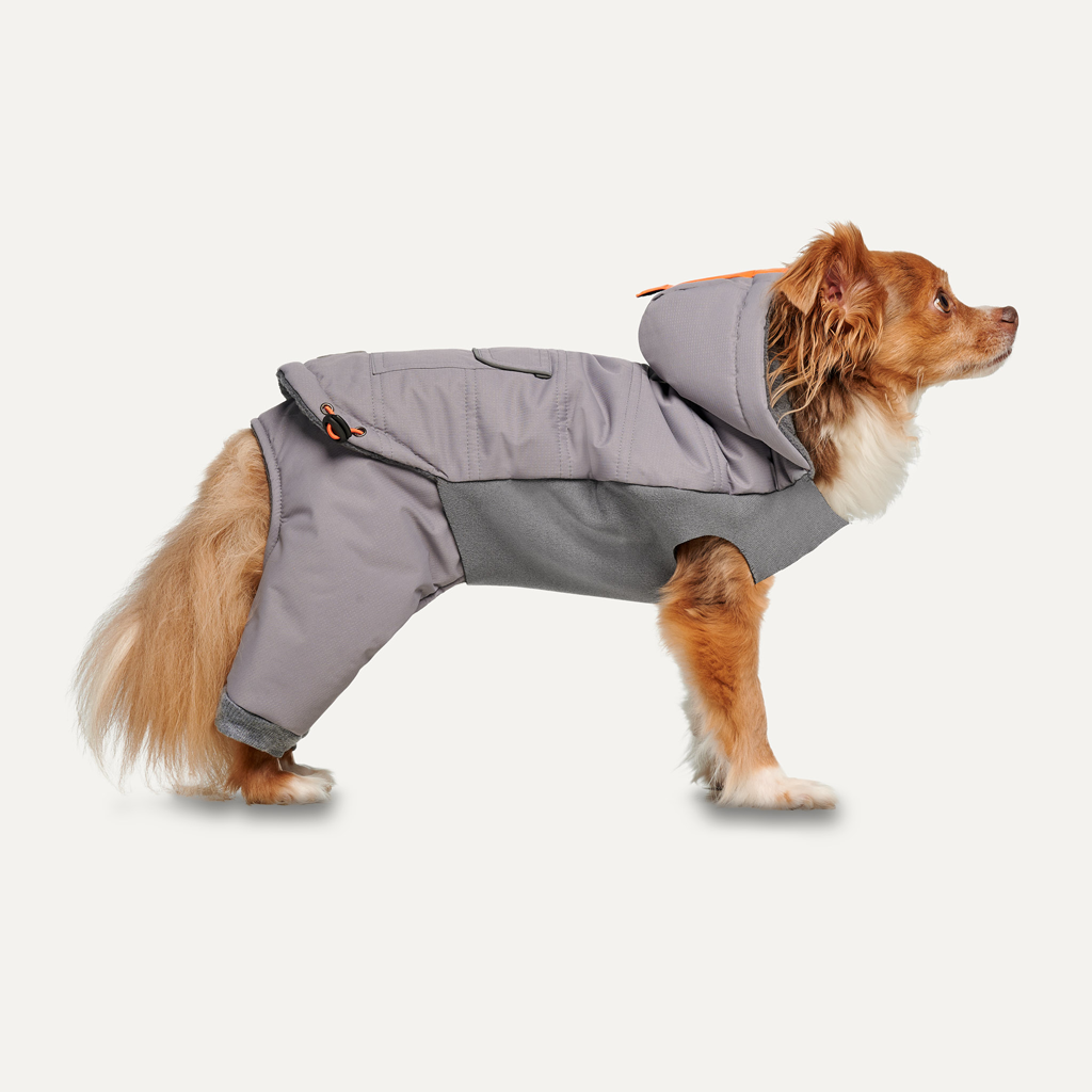 Gooeez Hooded Full Body Snowsuit S Light Grey/Grey - Food4animals